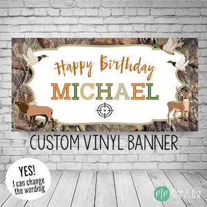 Hunting Birthday, Camouflage Hunting Birthday Banner, Outdoor Hunter ...