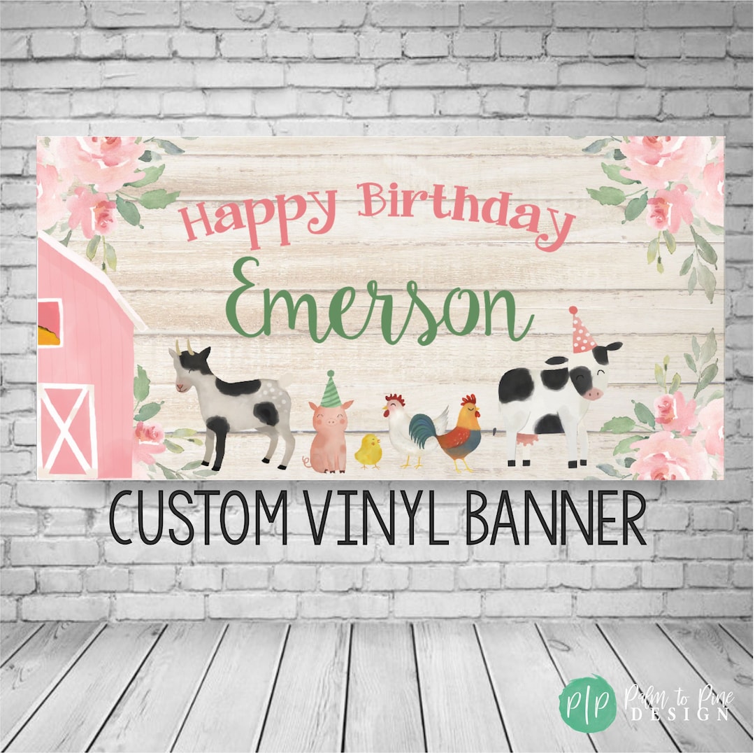 Girl Farm Birthday Banner, Barnyard Party Decor, Farm Birthday, Farm ...