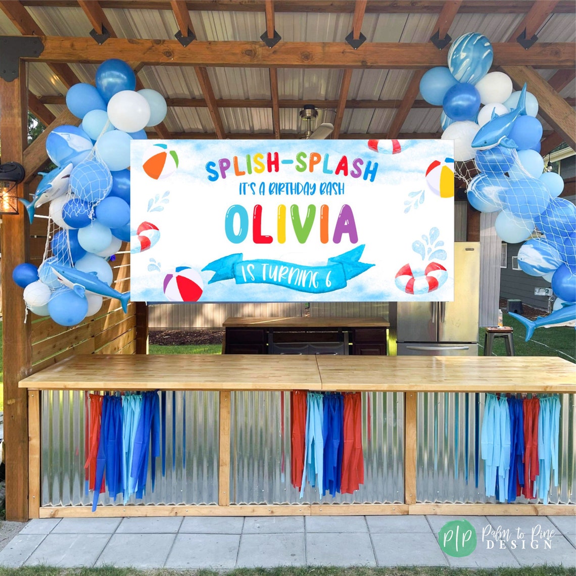 Beach Ball Birthday Banner Splish Splash Birthday Waterslide - Etsy