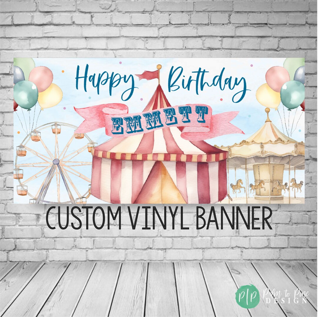 Circus Birthday Party Banner, Personalized Circus Party Sign, Custom ...