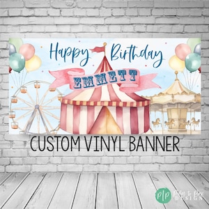 Circus Birthday Party Banner, Personalized Circus Party Sign, Custom ...
