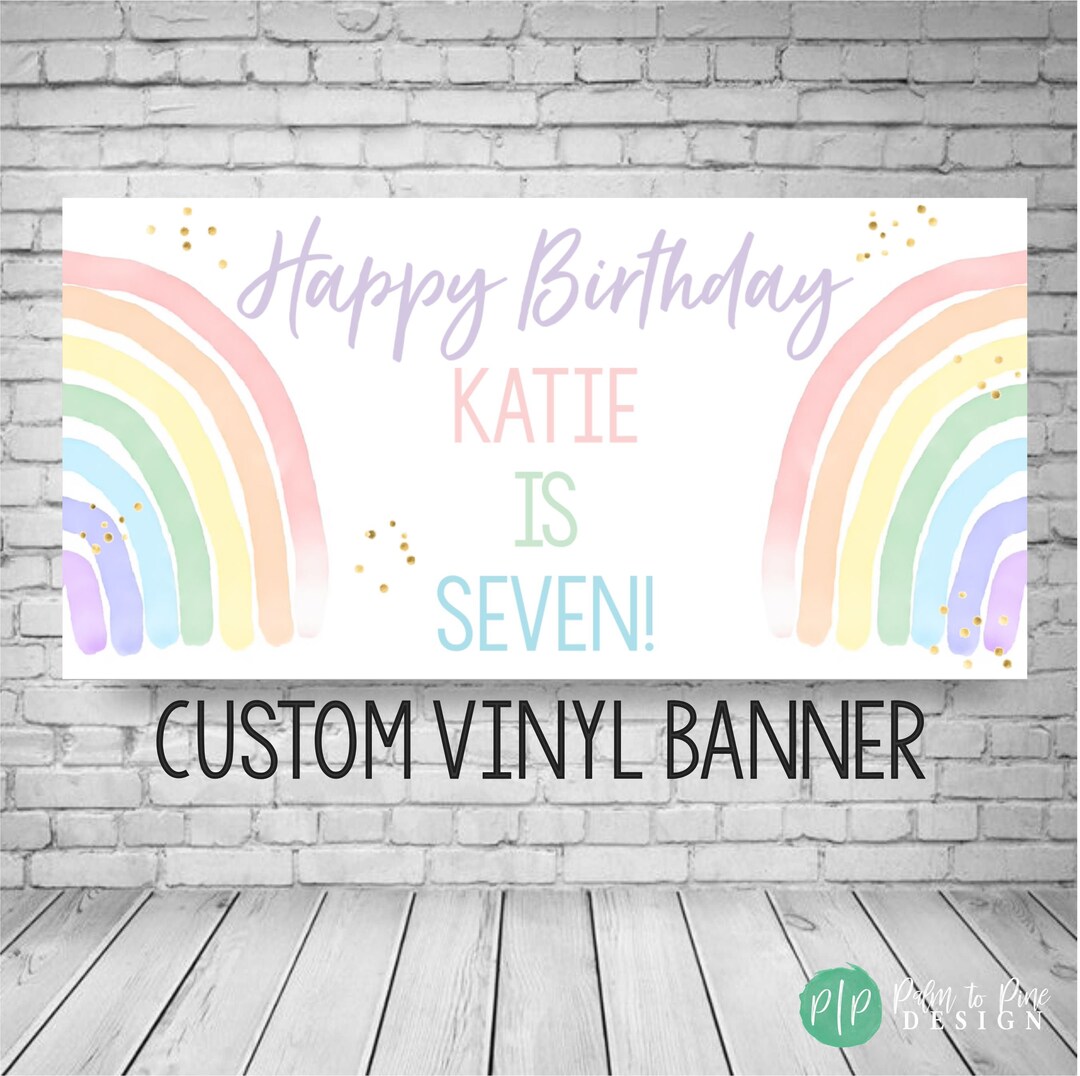 Rainbow Birthday Banner, Rainbow Birthday Party, Modern Rainbow ...