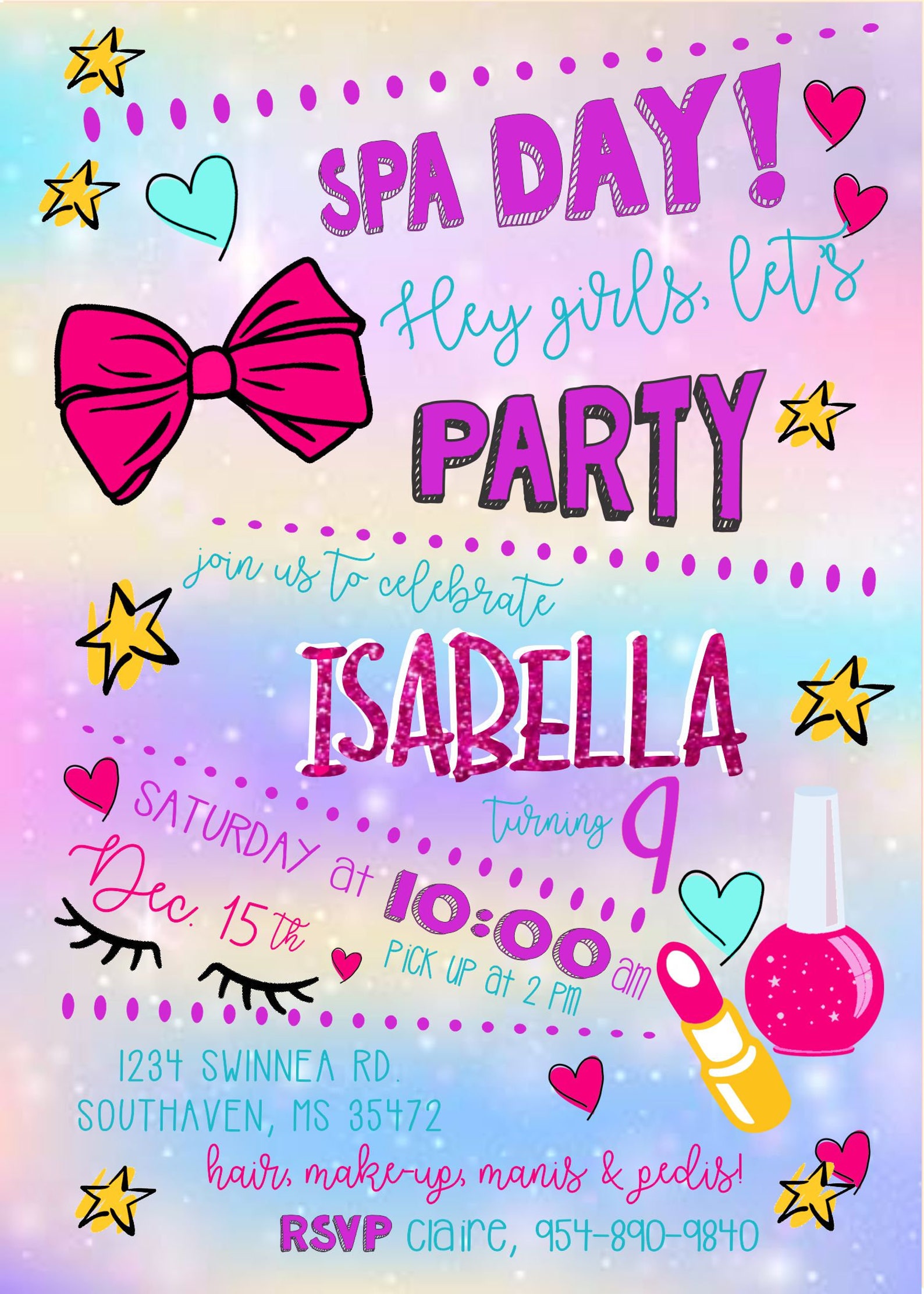 Girls Birthday Party Invitations Sleepover Birthday Invite - Etsy