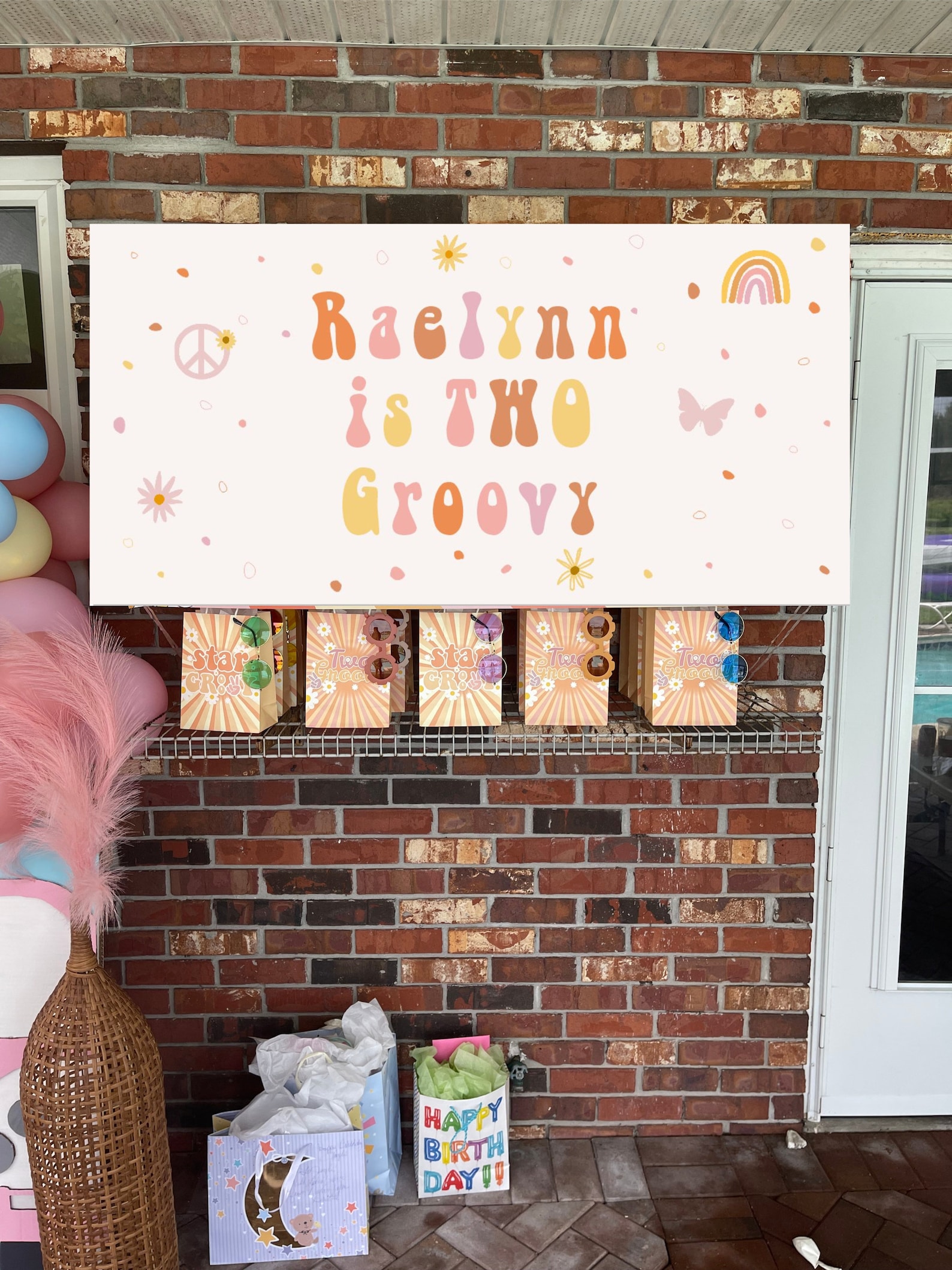 Groovy Birthday Banner Two Groovy Birthday Hippie Banner - Etsy