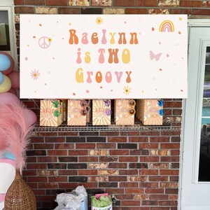 Groovy Birthday Banner, Two Groovy Birthday, Hippie Banner, Boho Groovy ...