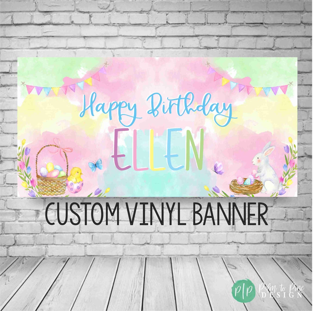 Easter Birthday Birthday, Hoppy Birthday Banner, Easter Egg Hunt Banner ...