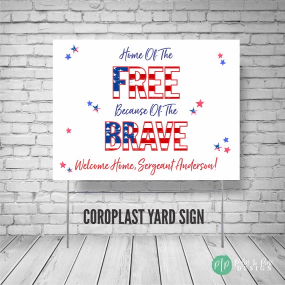 Support our troops yard sign, Military yard sign, Military Welcome Home ...