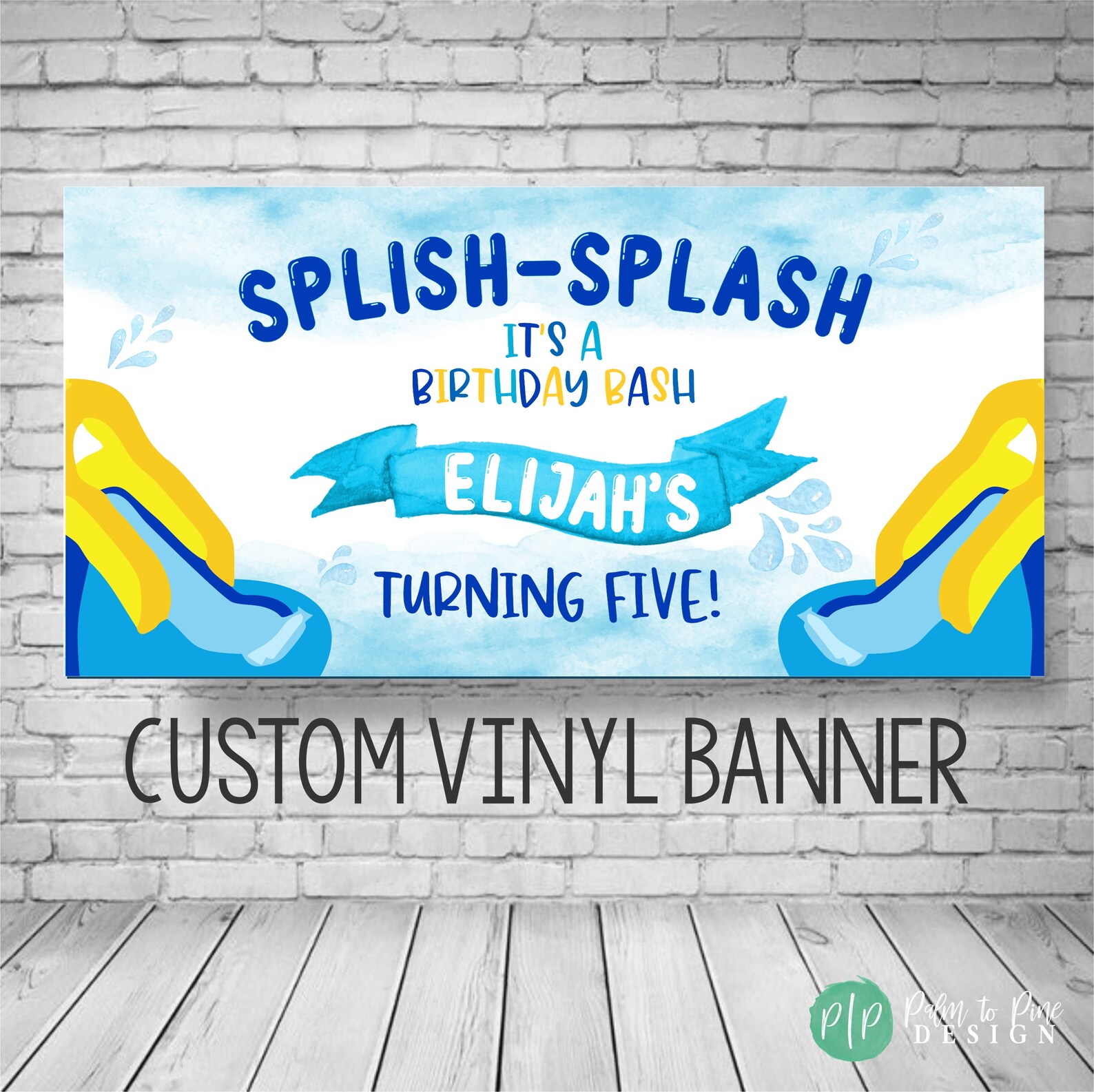 Splash Pad Birthday Banner Splish Splash Birthday Waterslide - Etsy