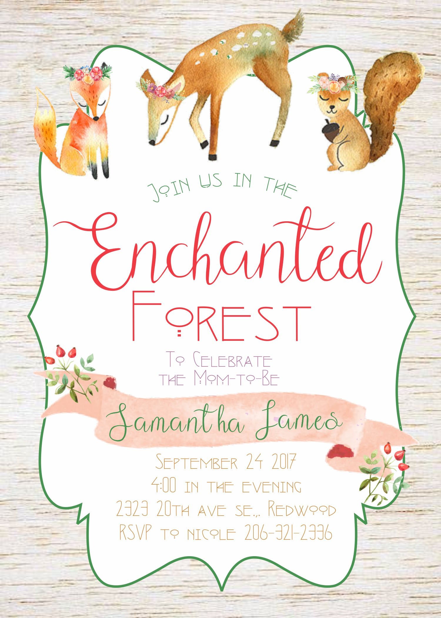 Woodland Invitation Woodland Birthday Invitation Enchanted | Etsy