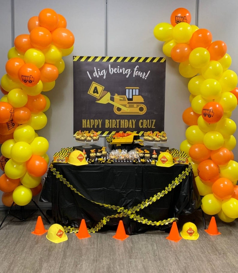 Construction Birthday Banner Construction Backdrop Custom - Etsy