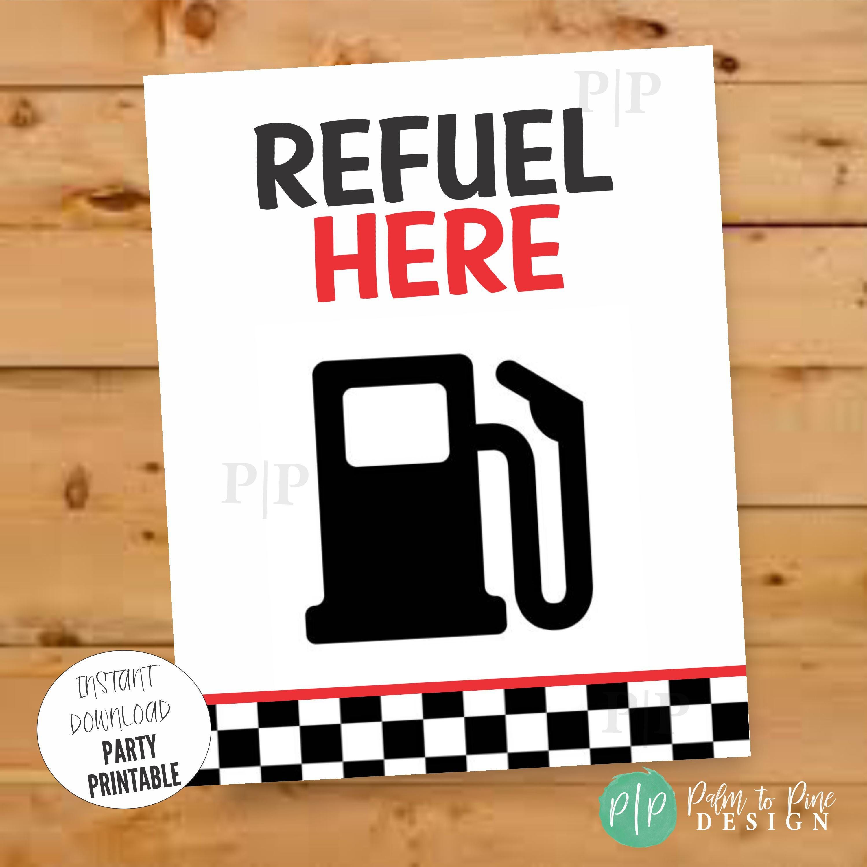 Racecar Refuel Station Sign, Printable Race Car Birthday Party Decor ...