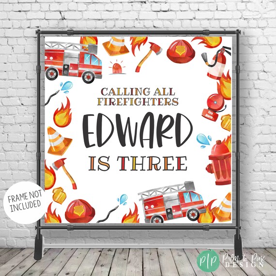 Firetruck birthday, Fire truck Birthday Banner, Firefighter Party Decor ...