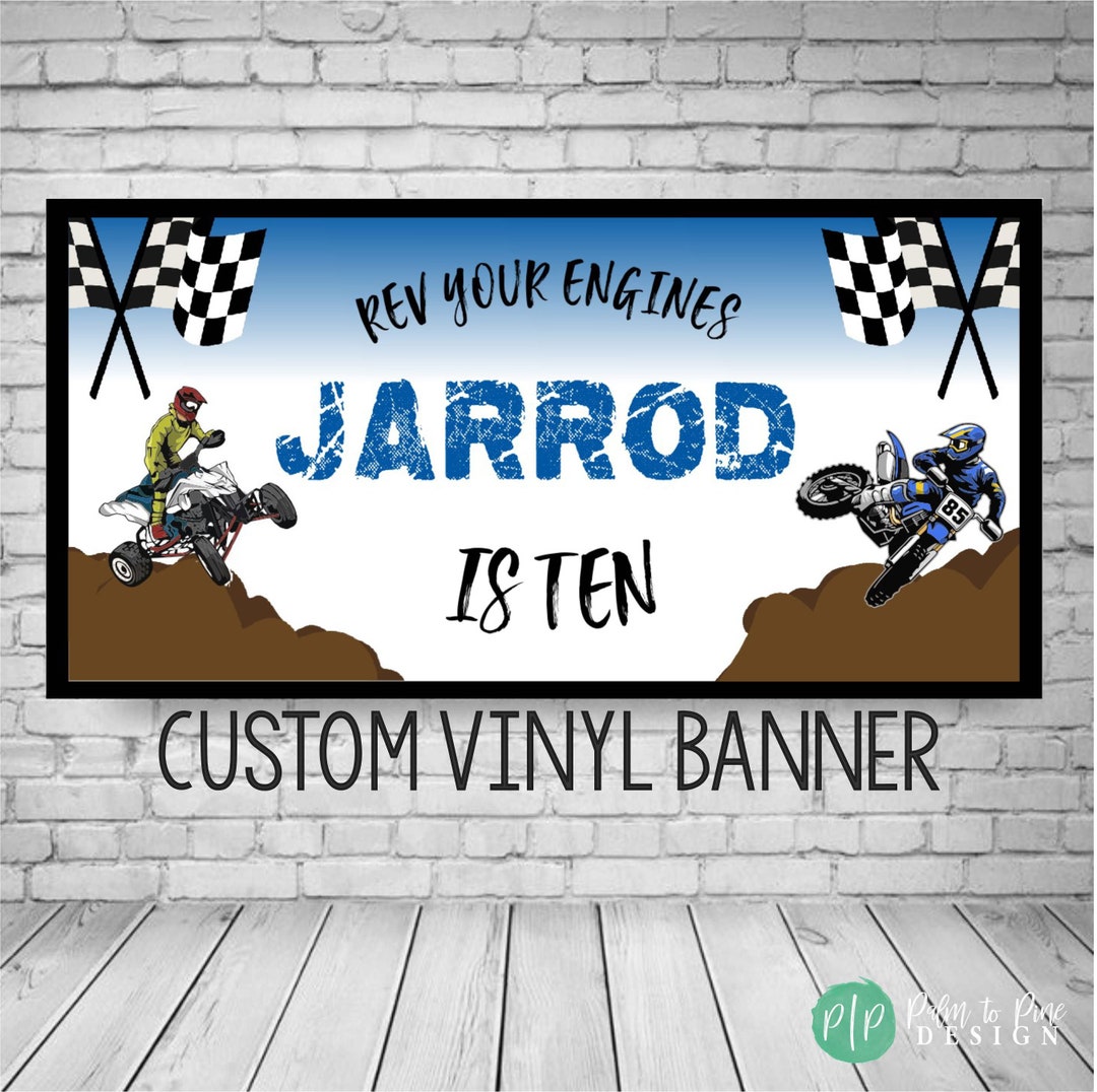 ATV Birthday Banner, Dirt Bike Party Decoration, Racing Birthday Party ...