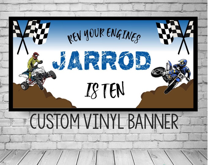 ATV Birthday Banner, Dirt Bike Party Decoration, Racing Birthday Party ...
