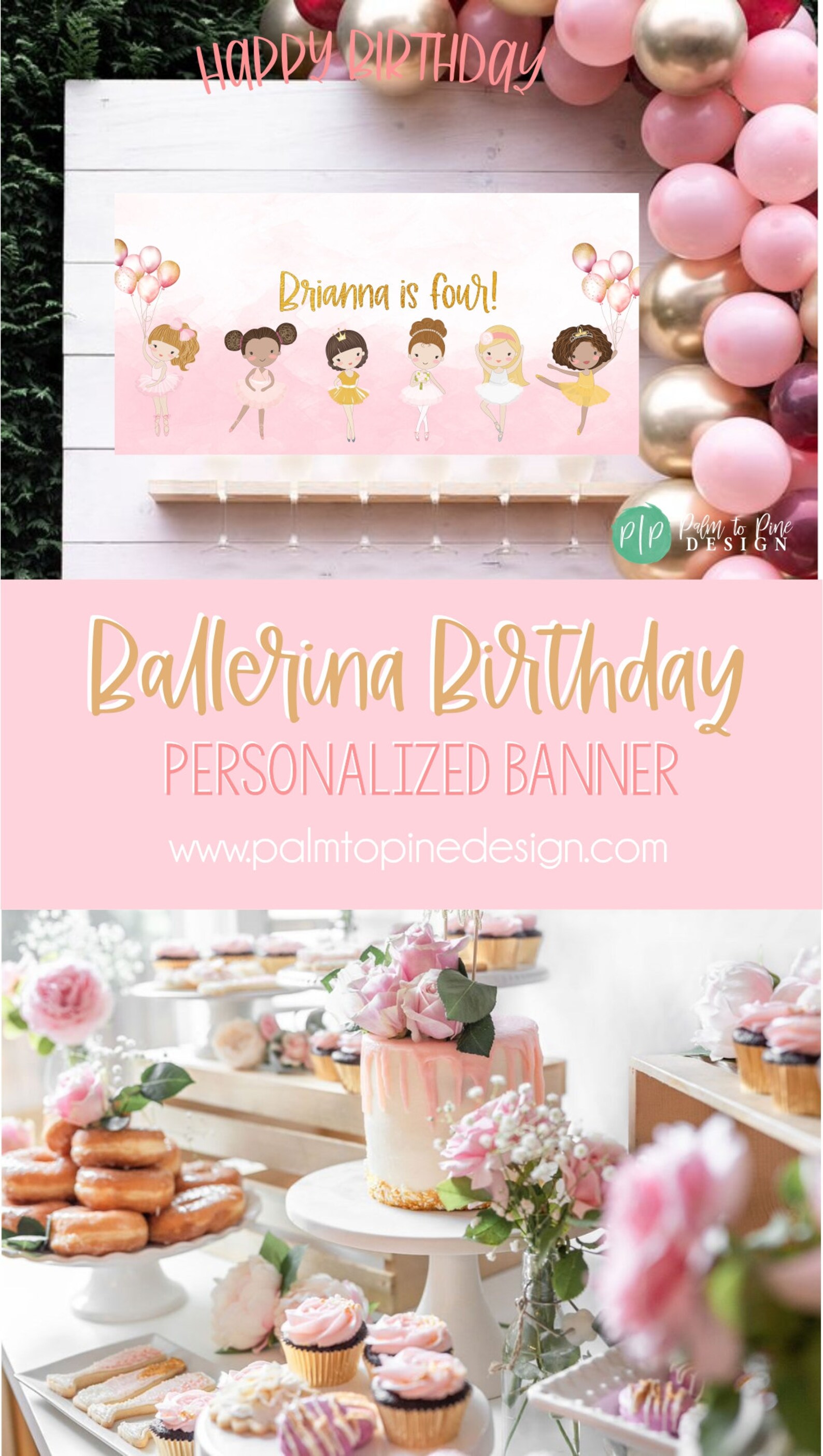 Ballerina Birthday Banner Ballerina Birthday Party Ballet - Etsy
