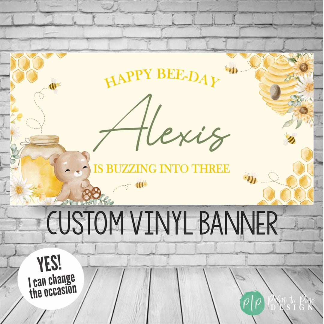 Bee Birthday Banner, Bumble Bee Kids Birthday, Girls Bumblebee Birthday ...