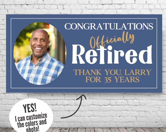 Retirement Banner, Retirement Sign, Retirement Celebration Banner ...
