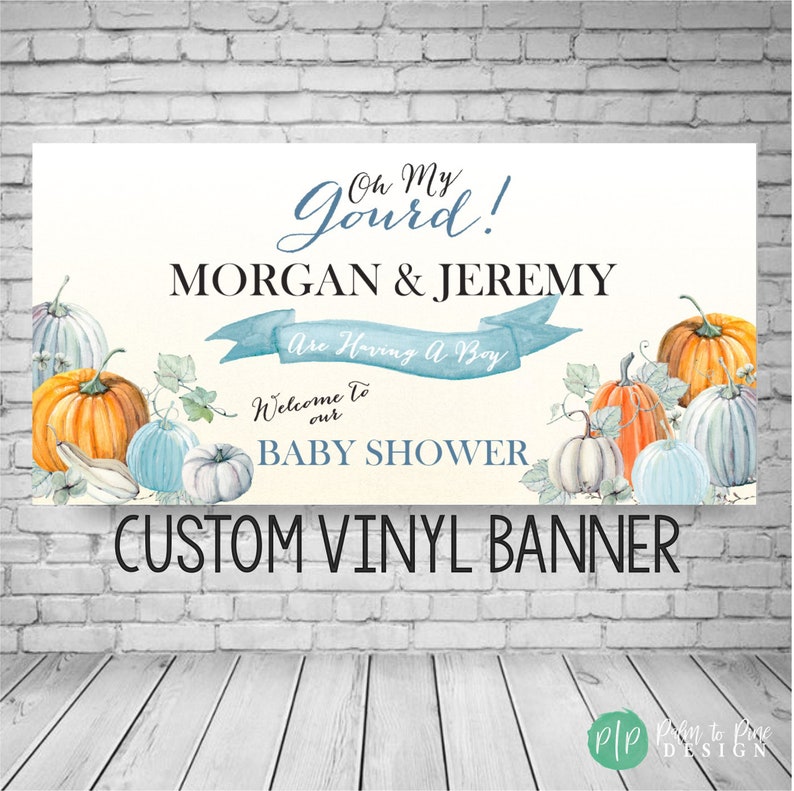 Pumpkin Baby Shower Banner, Oh My Gourd Party Decorations, Custom ...