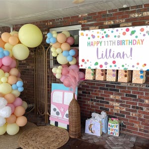 Happy Birthday Polka Dot Banner, Birthday Banner for Girl, Rainbow ...