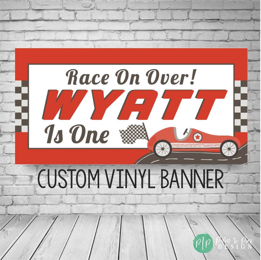 Racecar Birthday Banner, Fast One Decor, Vintage Racecar Birthday Party ...