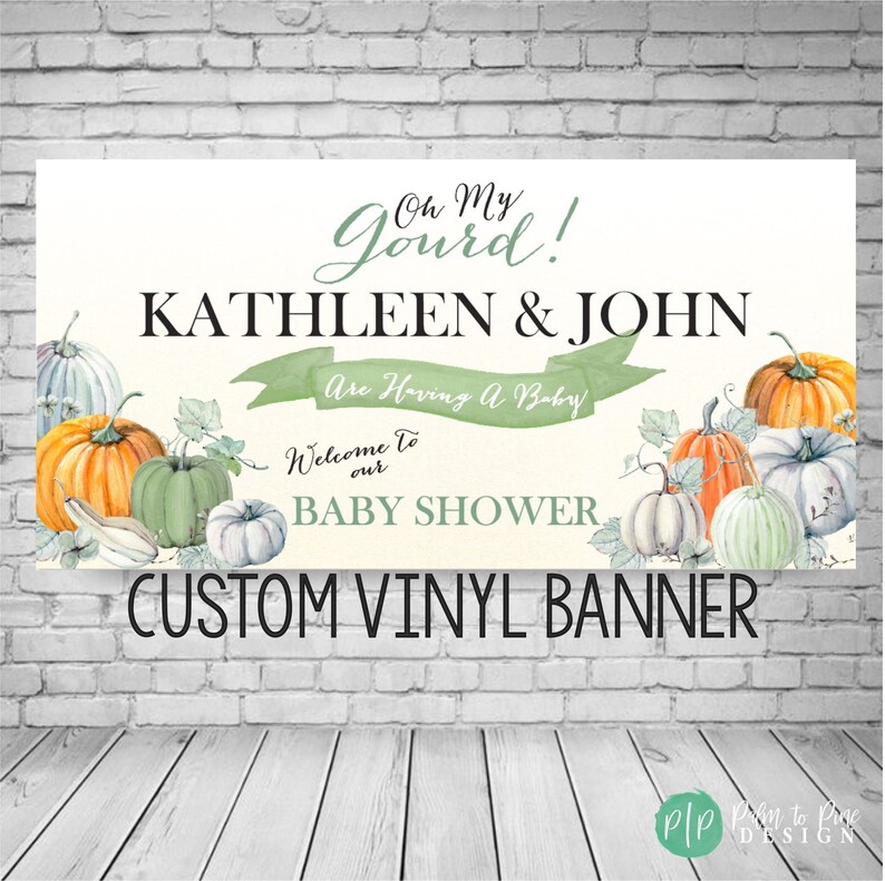 Pumpkin Baby Shower Banner, Oh My Gourd Party Decorations, Custom ...