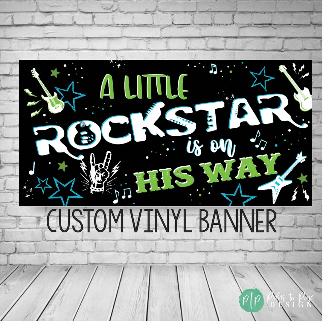 Rockstar Baby Shower Banner, A Little Rockstar Personalized Baby Shower ...