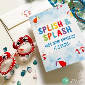 Happy Birthday Card, Pool Party Birthday Card, Kids Birthday Greeting ...