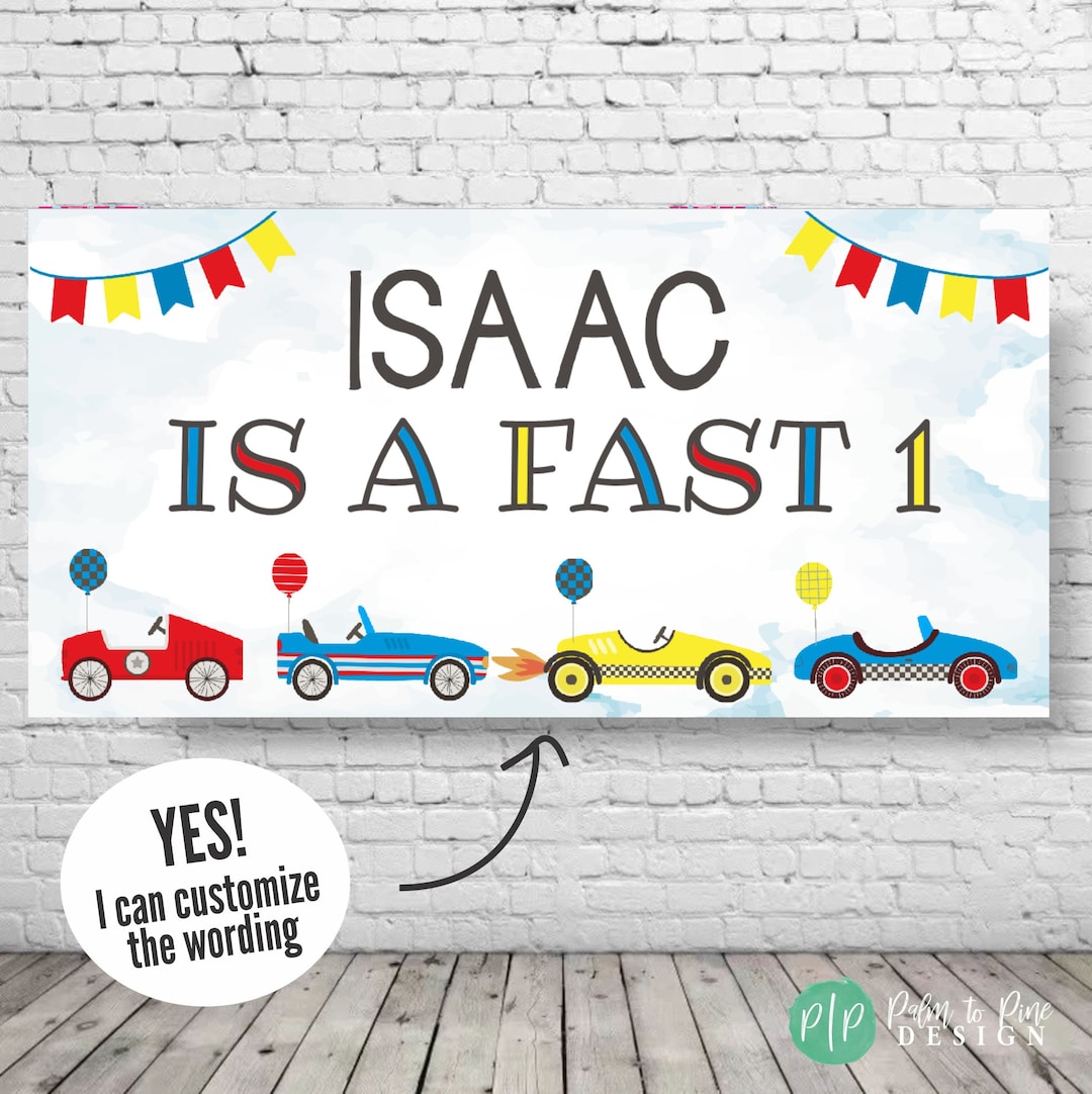 Vintage Racecar Birthday Banner, Race Car Party Decor, Personalized ...