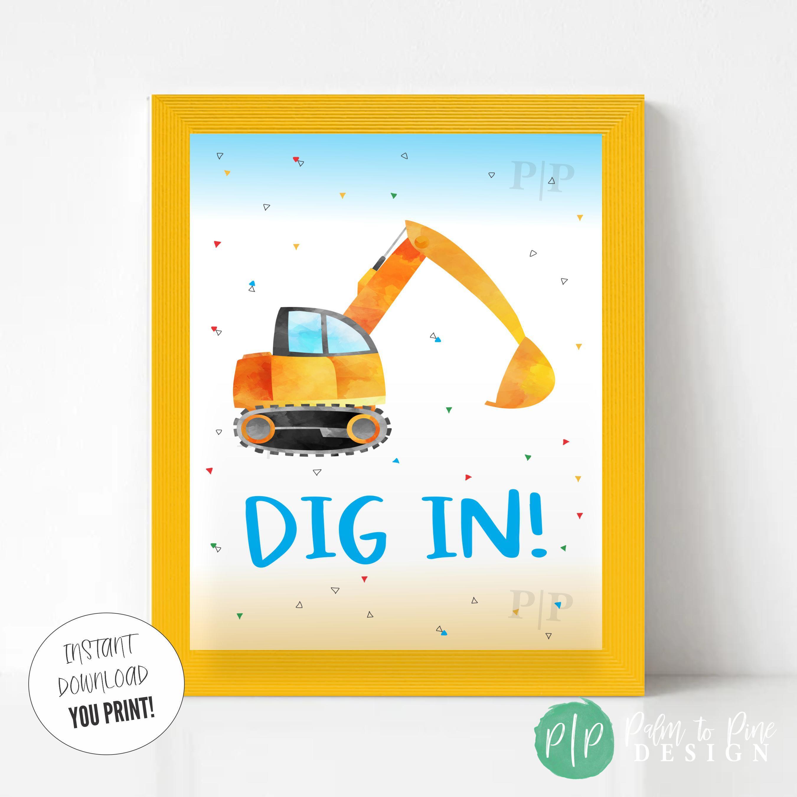 Excavator Birthday Party Sign, Construction Theme Decor (instant ...