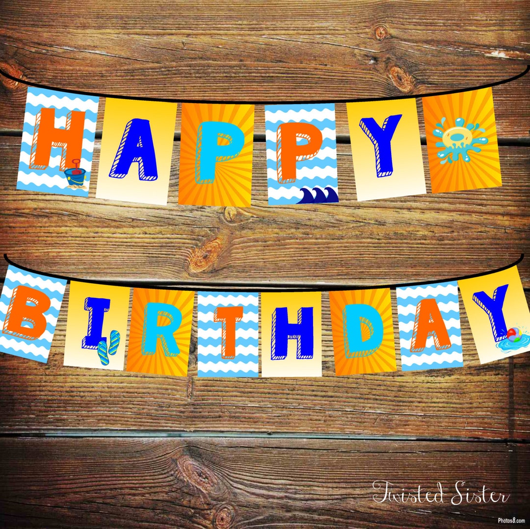Pool Party Banner, Splash Party Decorations, Splish Splash Birthday ...