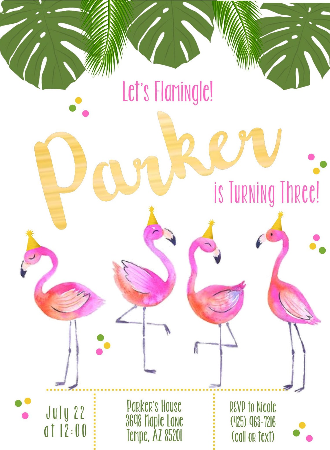 Flamingo Invitation Flamingo Party Invite Let's | Etsy