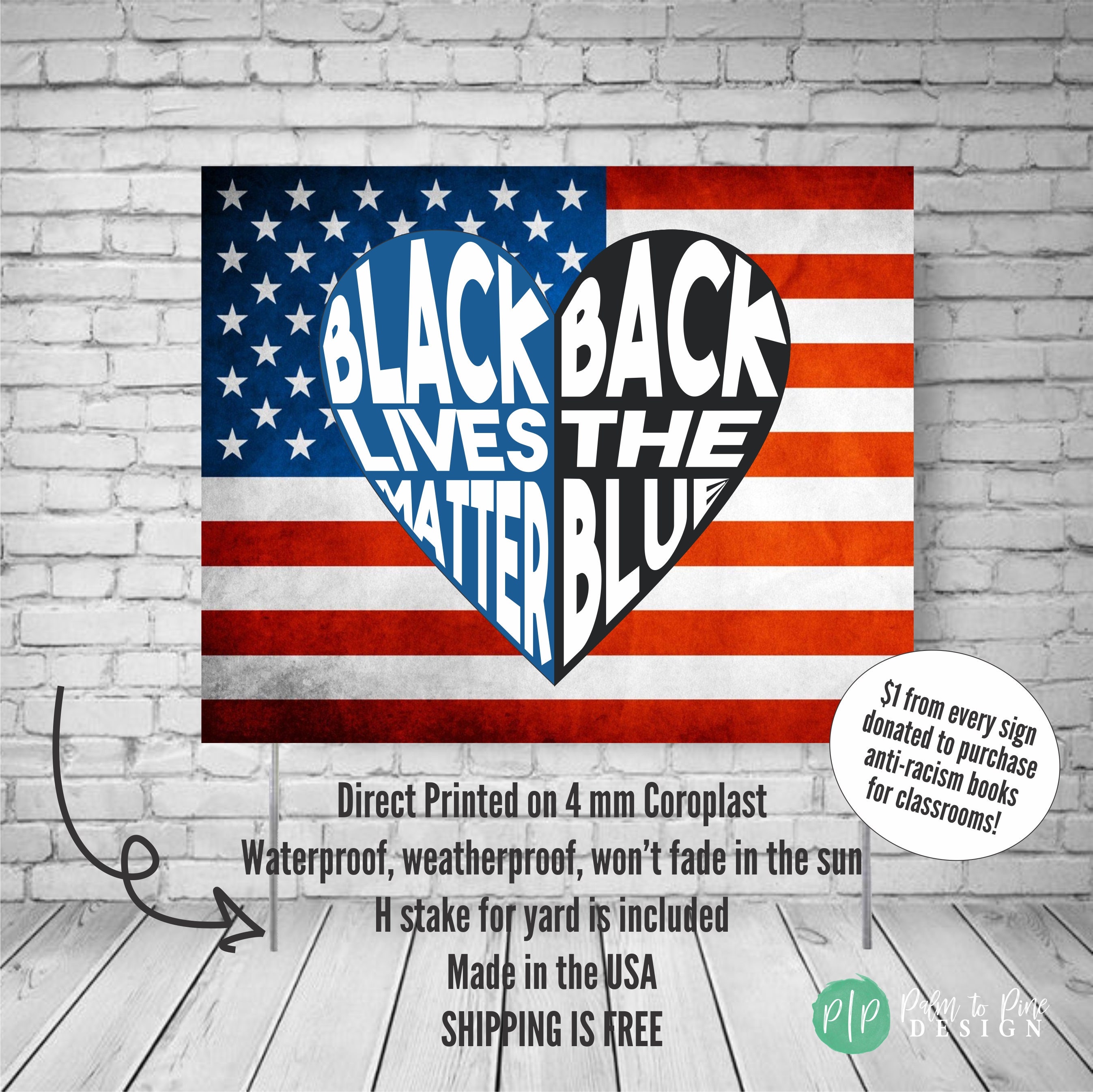 Support Police Yard Sign Back the Blue Black Lives Matter - Etsy