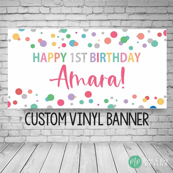 Happy birthday polka dot banner, Birthday Banner for girl, Custom ...