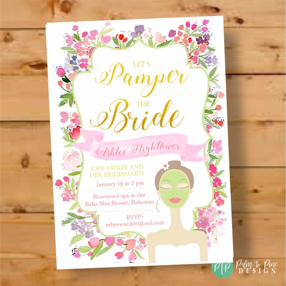 Spa Invitation, Bridal Shower Invitation, Bridal Shower Invite, Floral ...
