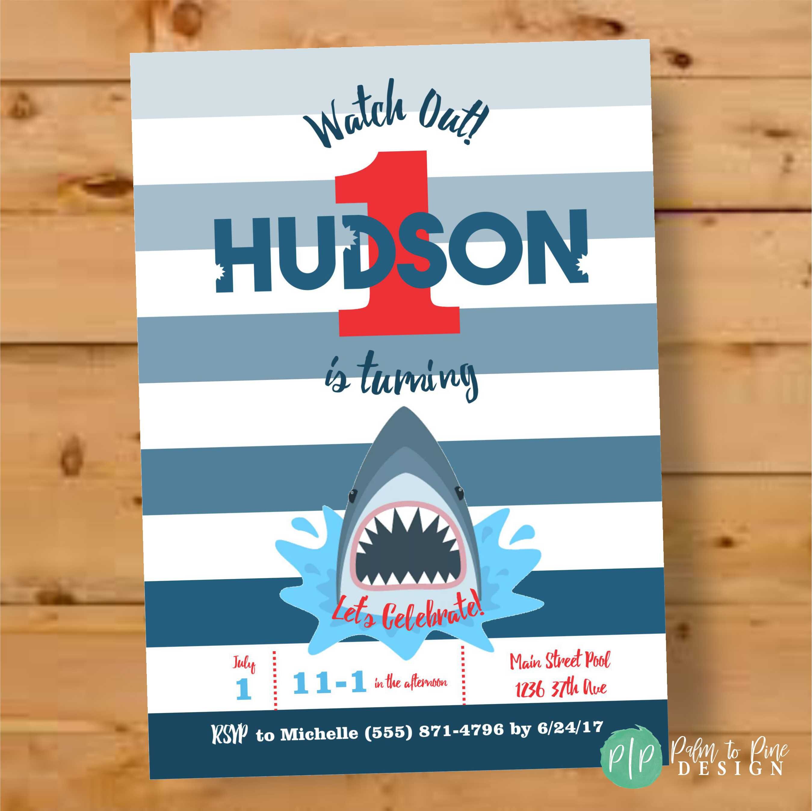 Shark Invitation Custom or Editable Invite Jaw Some Time Invite Kids ...