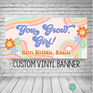 Groovy Birthday Banner Two Groovy Birthday Hippie Banner | Etsy