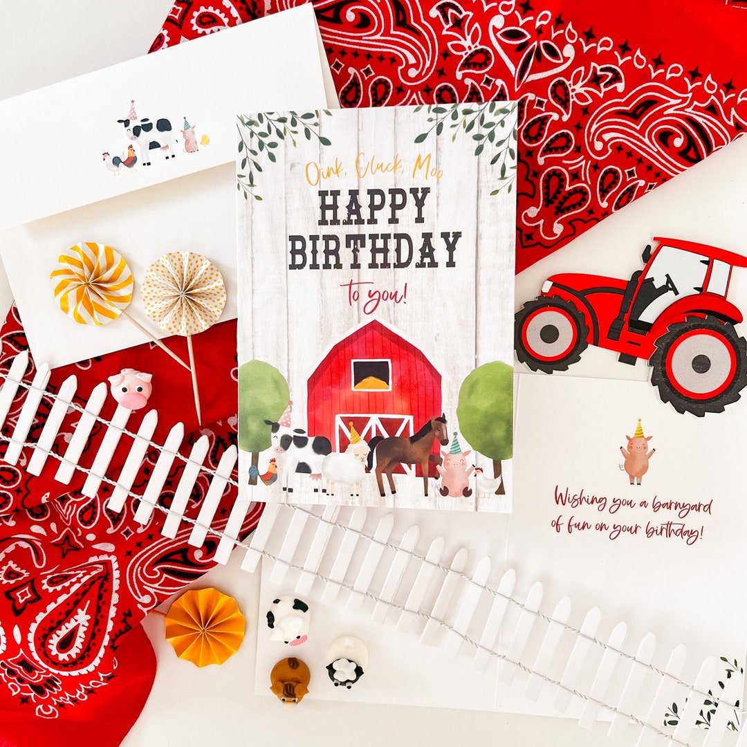 Farm Birthday Greeting Card Kids Barnyard Birthday Card 5x7 - Etsy