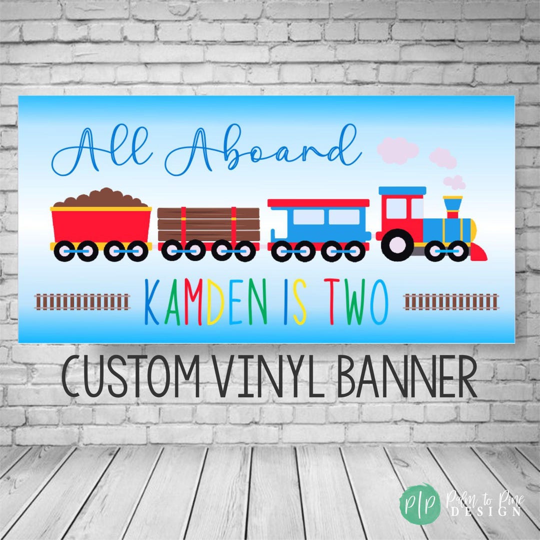 Train Birthday Banner | Personalized All Aboard Choo Choo Decor (custom ...