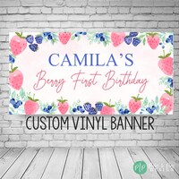 Strawberry One & Happy Birthday Banner - Etsy
