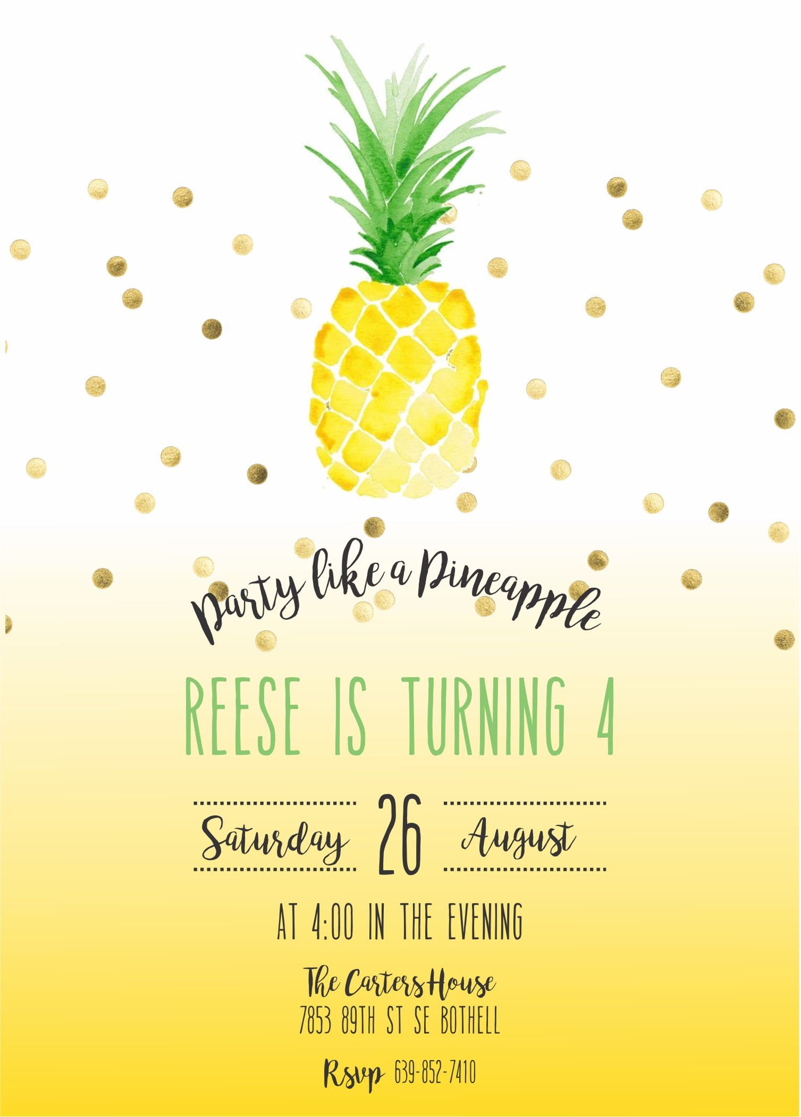 Pineapple Invitation Pineapple Birthday Invitation Pineapple - Etsy