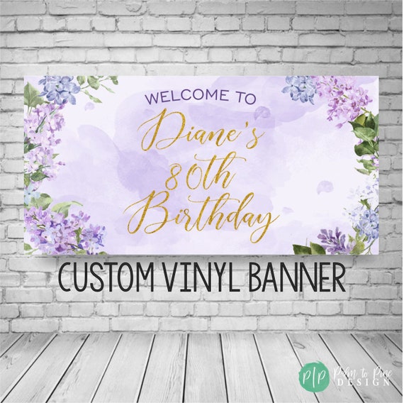 Lilac birthday sign, Floral Birthday Banner, women birthday banner ...