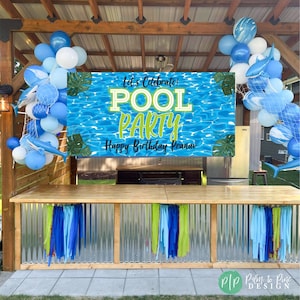 Pool Party Backdrop, Pool Party Birthday Banner, Pool Party Decorations ...