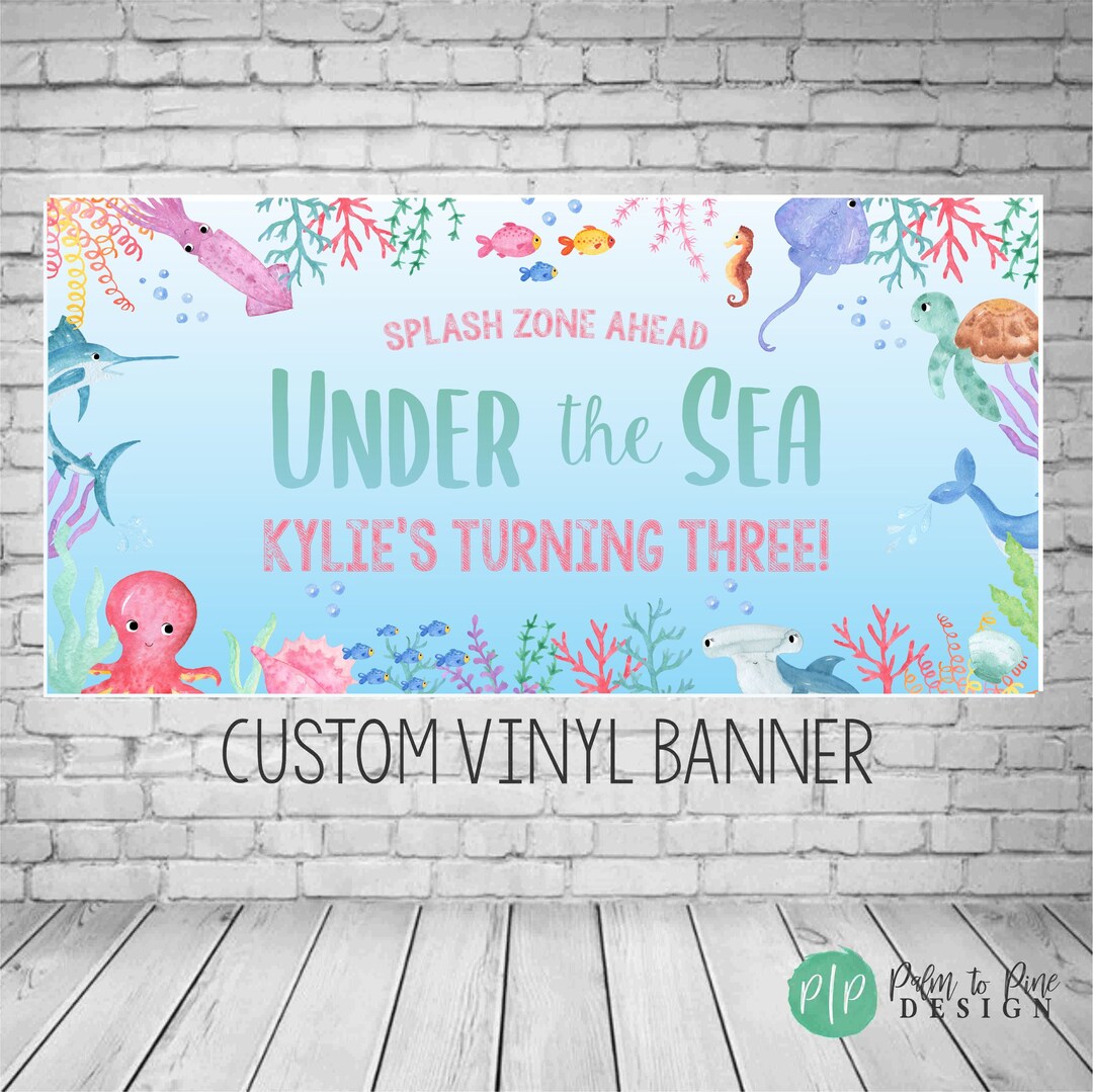 Under the Sea Birthday Banner, Ocean Birthday Backdrop, 3 Under the Sea ...