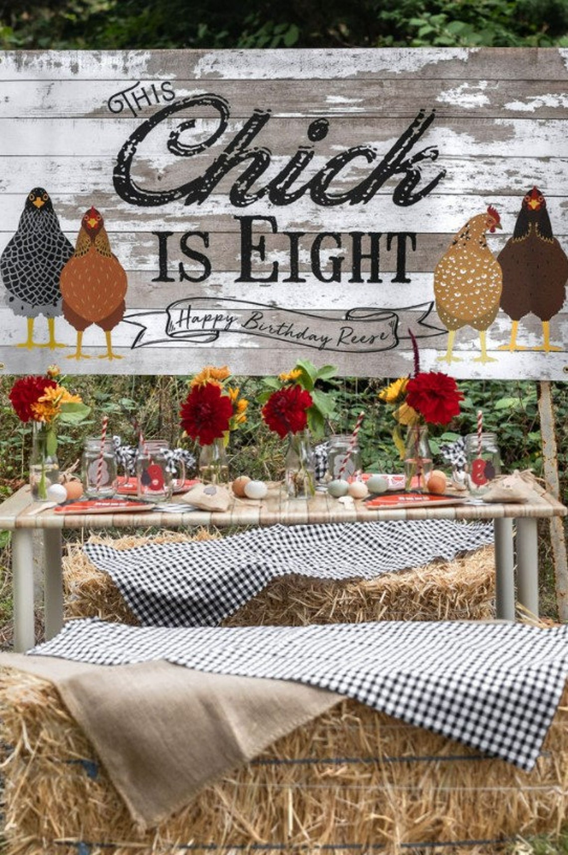 Chicken Birthday Banner Barnyard Party Decor Farm Birthday - Etsy