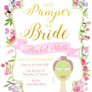 Spa Invitation, Bridal Shower Invitation, Bridal Shower Invite, Floral ...
