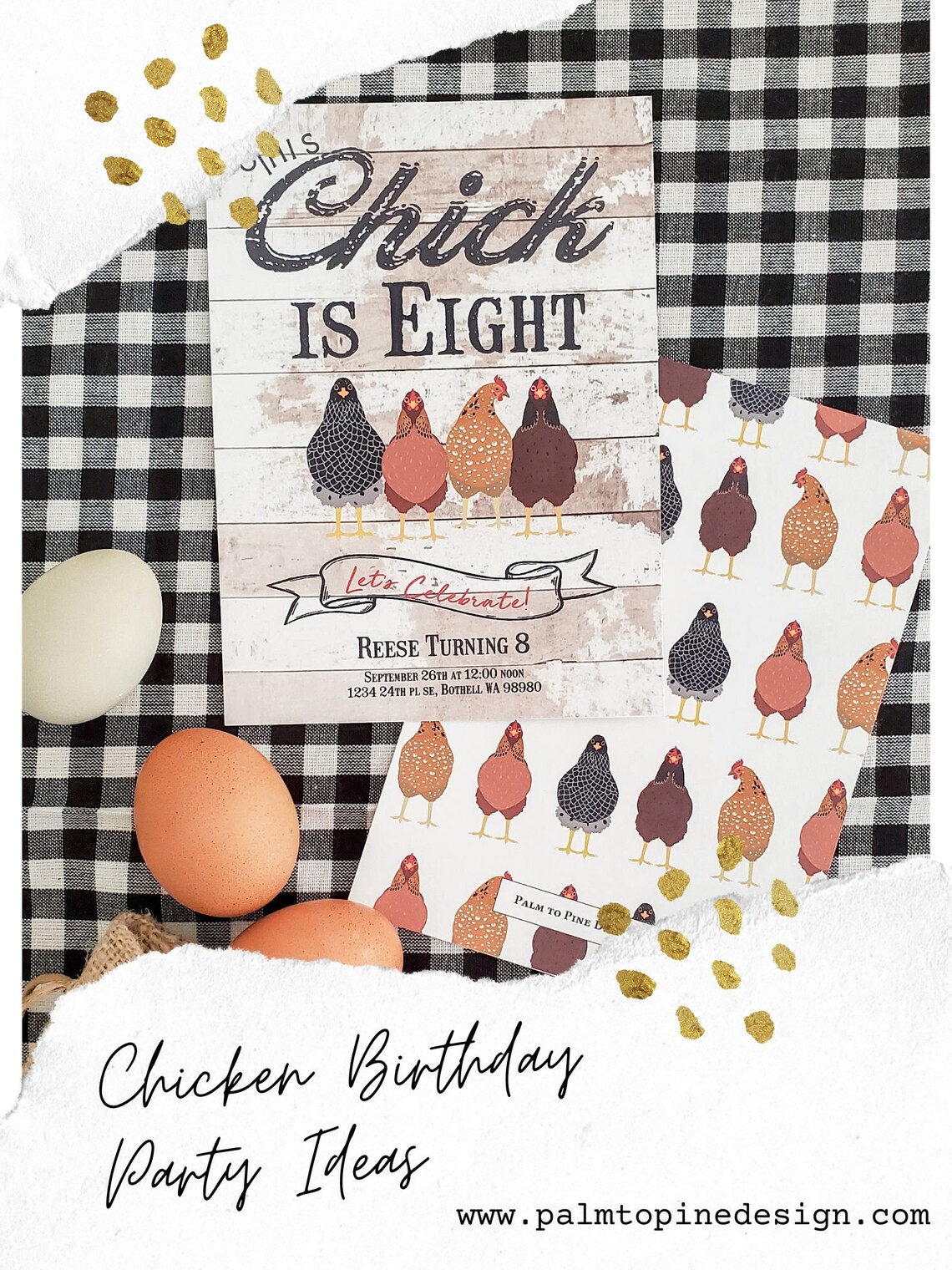Chicken Birthday Invitation, This Chick is One Rustic Farm Invite ...