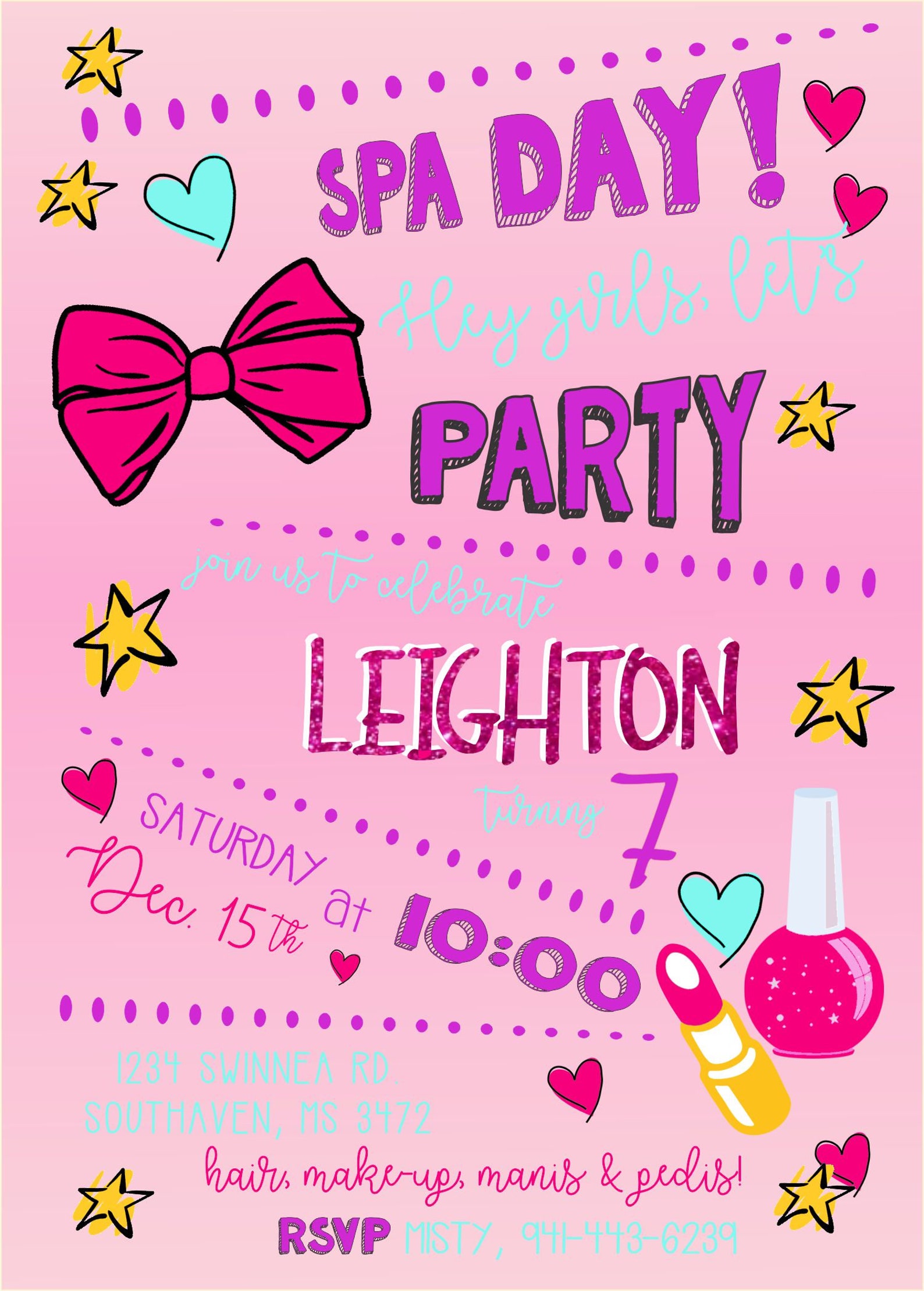 Girls Birthday Party Invitations Sleepover Birthday Invite - Etsy