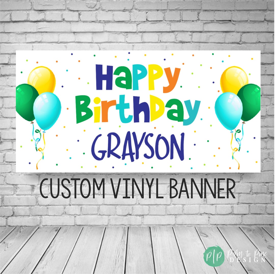 Happy Birthday Personalized Boys Banner, Boys Birthday Banner, Custom ...