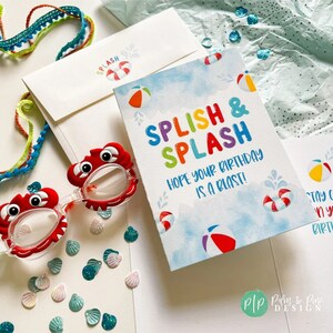 Happy Birthday Card, Pool Party Birthday Card, Kids Birthday Greeting ...