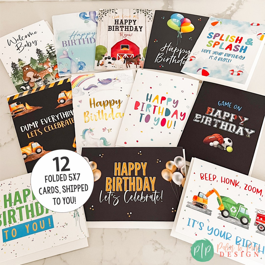 Birthday Greeting Card Variety Pack, 12 Birthday Cards for Kids and ...